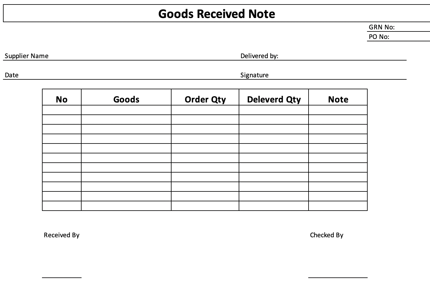  bersehen Verschw rung Wurzel Goods Received Note Format Sektion Regal Blot